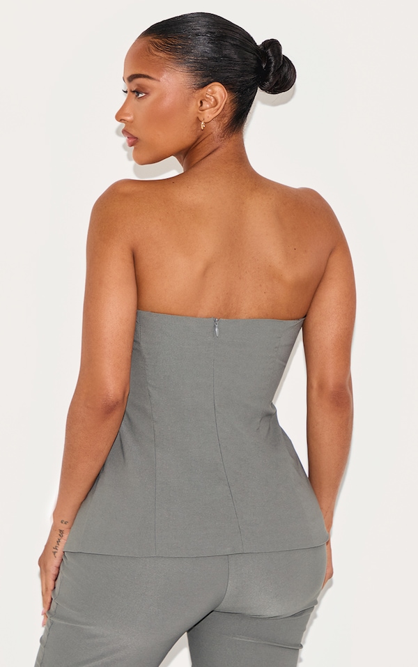 Shape Charcoal Stretch Woven Bandeau Split Top | Shape ...