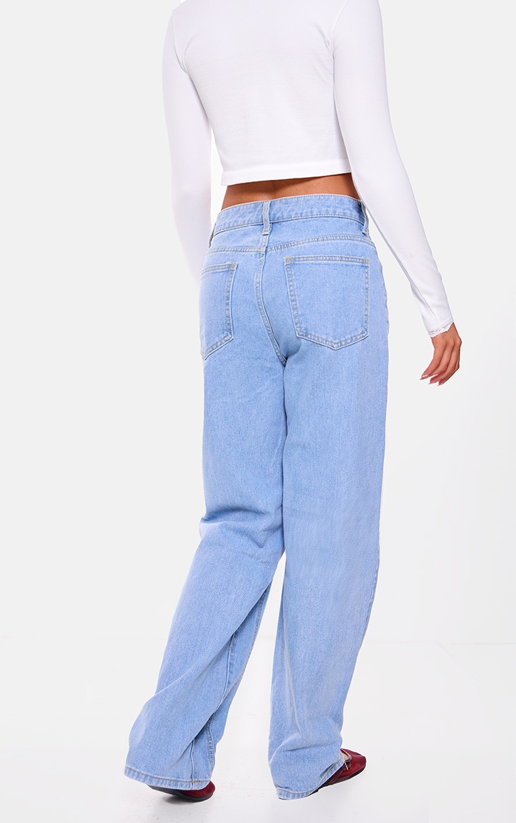 Light Blue Wash Panelled Seam Straight Leg Jeans | Denim ...