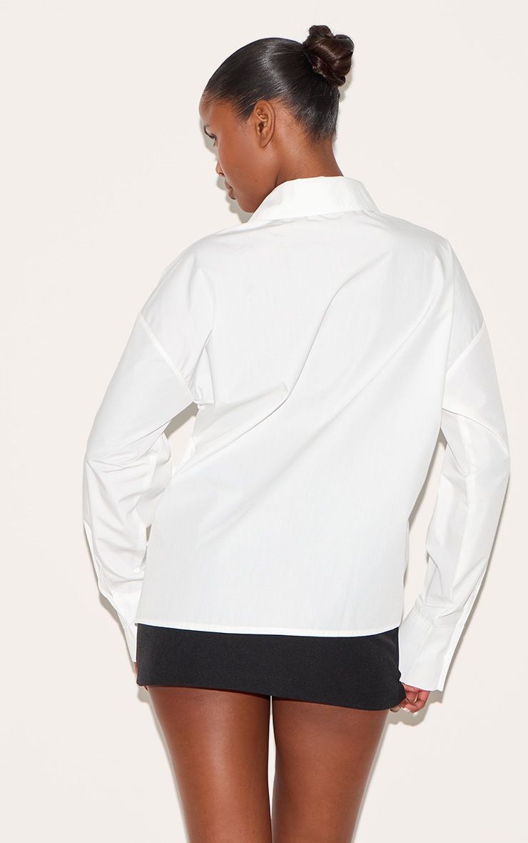 White Asymmetric Drape Shirt | Tops | PrettyLittleThing USA