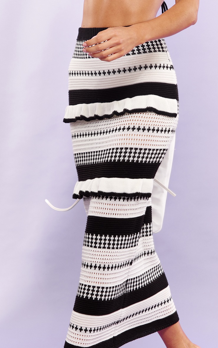 Monochrome Contrast Stitch Crochet Midaxi Skirt | Knitwear ...