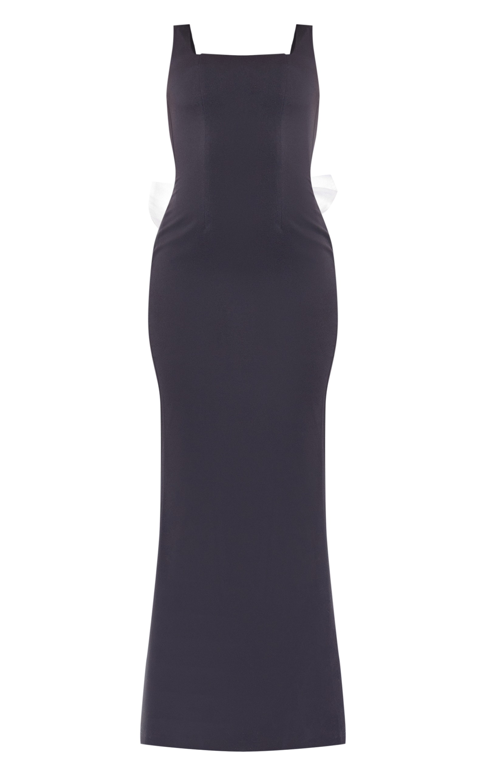 Black Woven Scoop Back Contrast Bow Detail Dress | Dresses | PLT