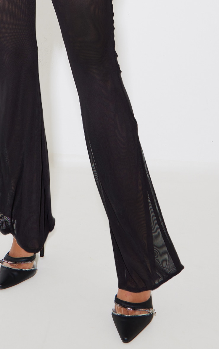 Black Sheer Mesh Flared Trousers | Co-Ords | PrettyLittleThing USA