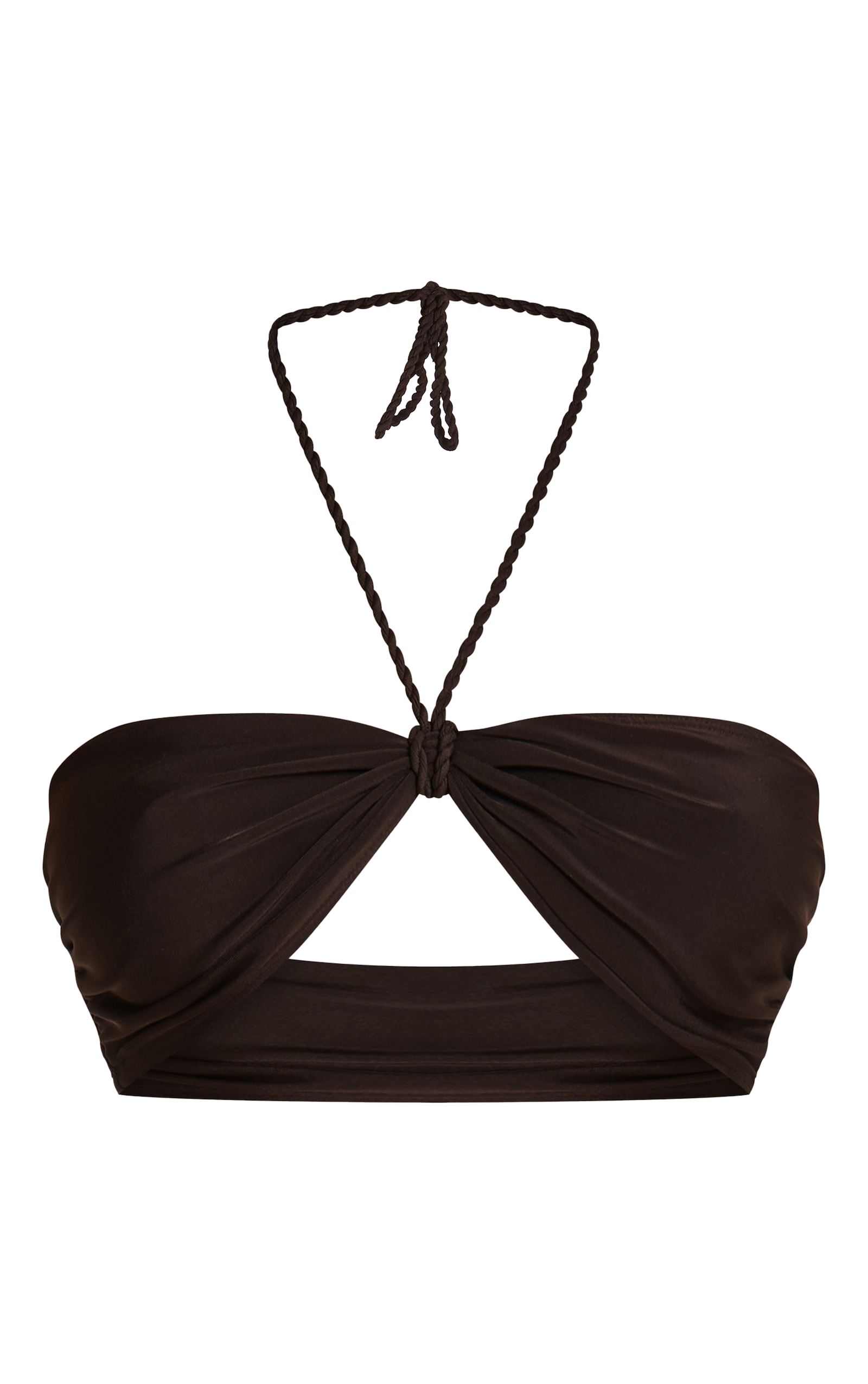 Black Twist Halter Strap Bandeau Bikini Top | Swimwear ...