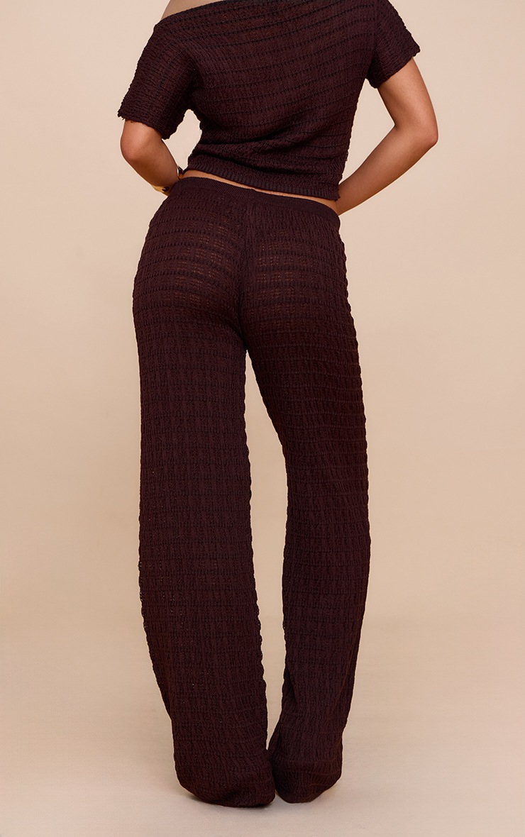 Chocolate Textured Knit Trouser | Knitwear | PLT