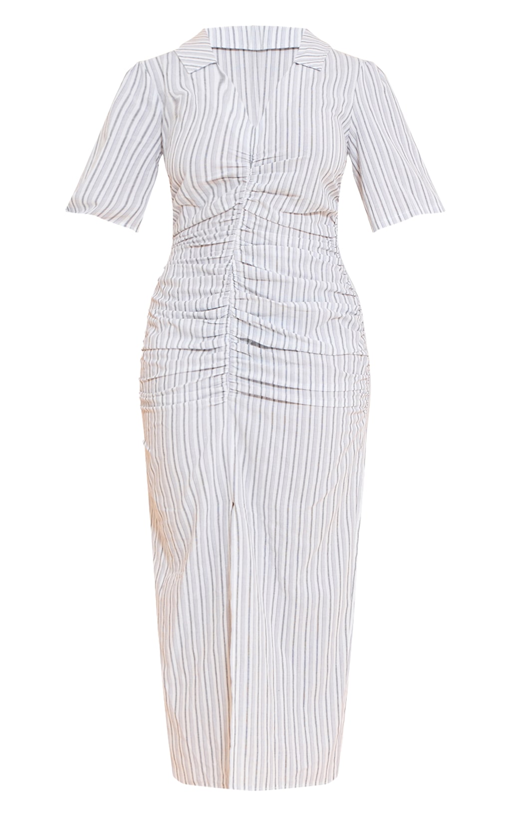 Shape White Striped Collared Split Maxi Dress | Shape | PLT