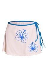 White Contrast Embroidered Mini Beach Sarong | Swimwear | PLT