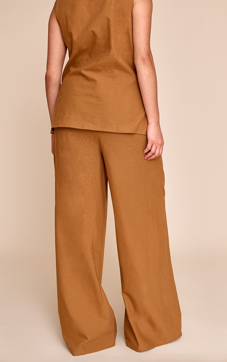 Plus Tan Wide Leg Drawstring Pants | Plus Size | PrettyLittleThing USA