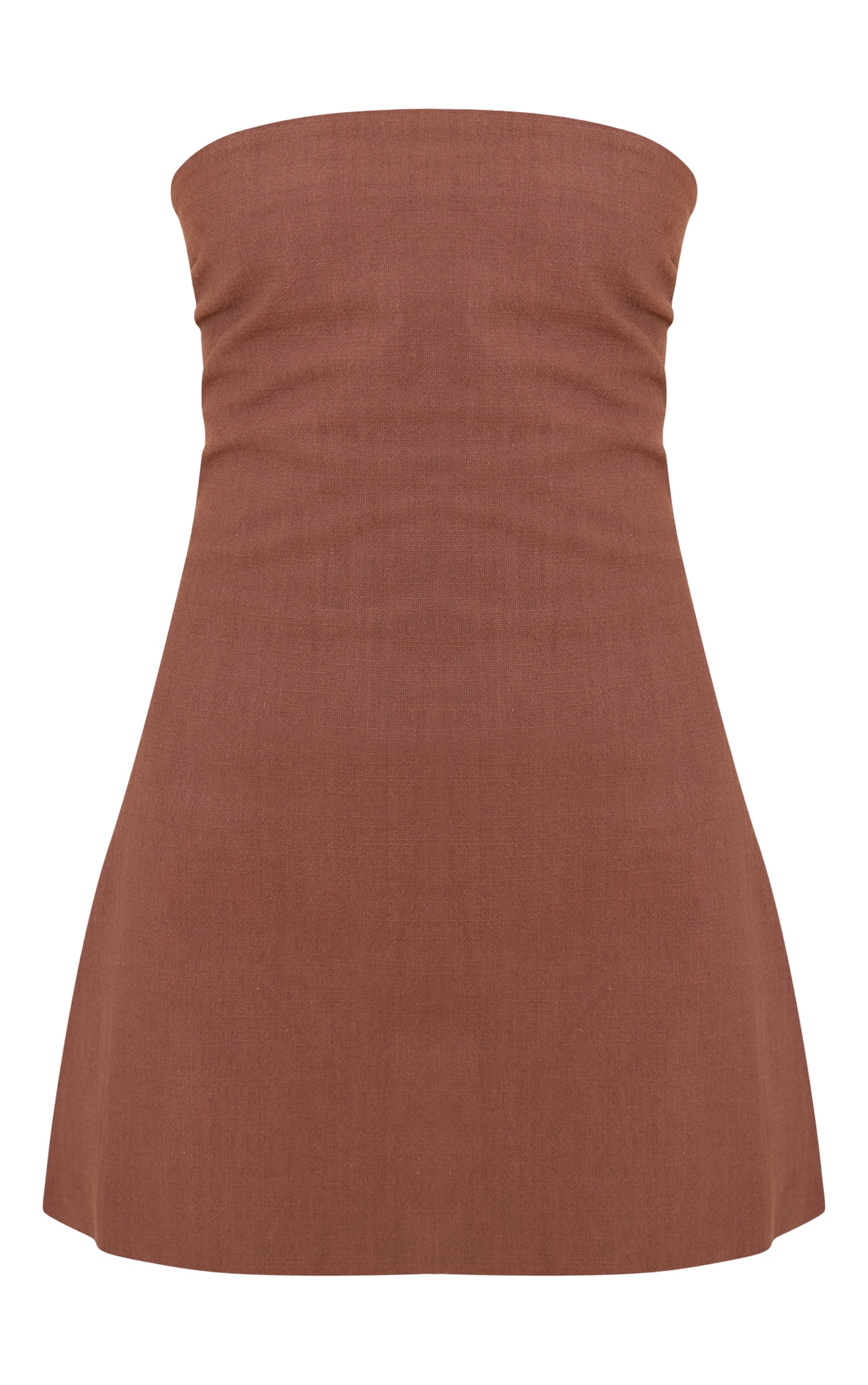 Brown Linen Look Bandeau Boxy Shift Dress | Dresses | PLT