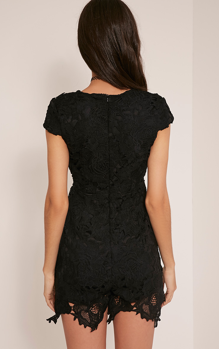 Eleena Black Lace Plunge Playsuit Jumpsuits And Playsuits