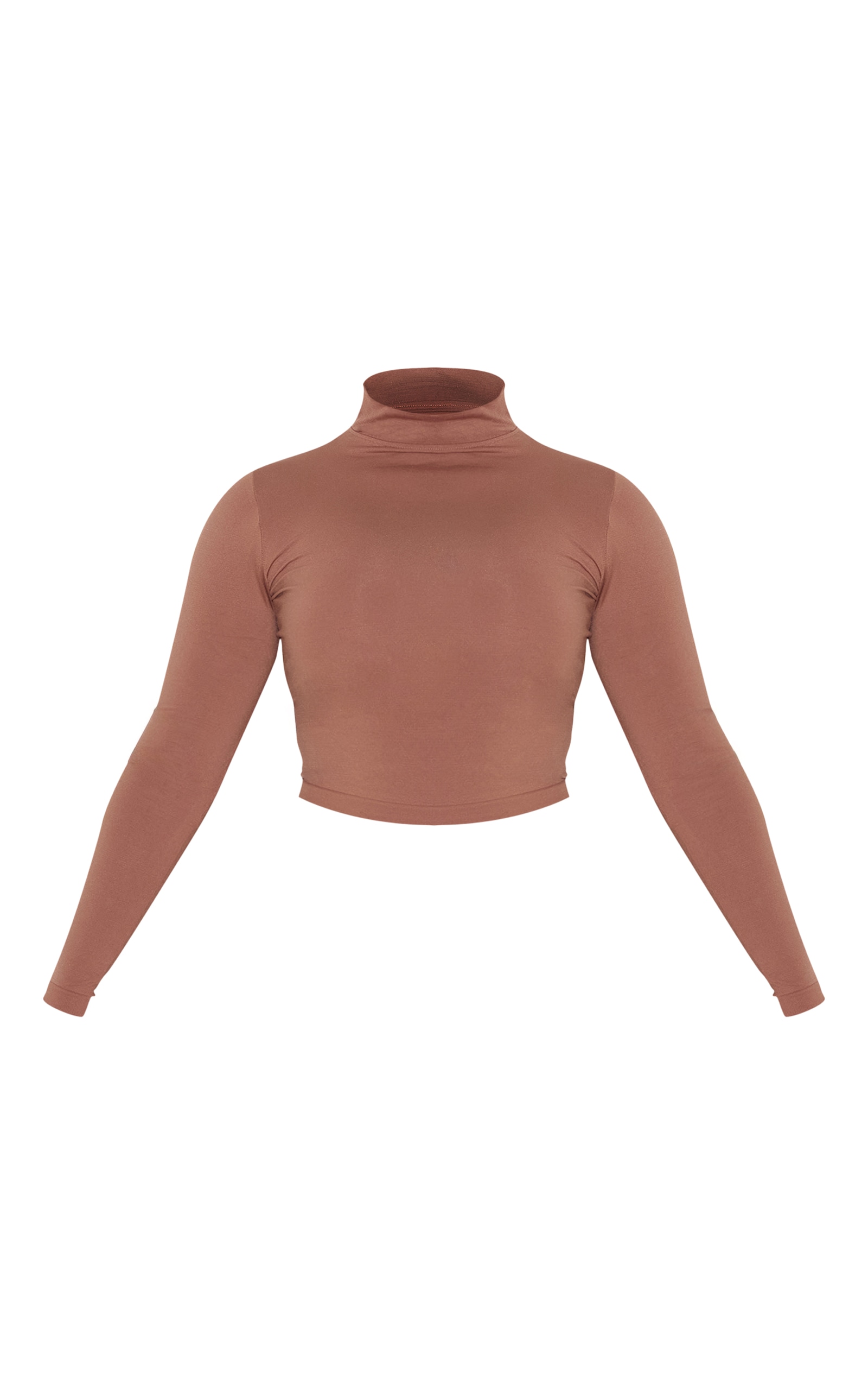 Shape Taupe Stretch High Neck Long Sleeve Top | Shape | PLT USA