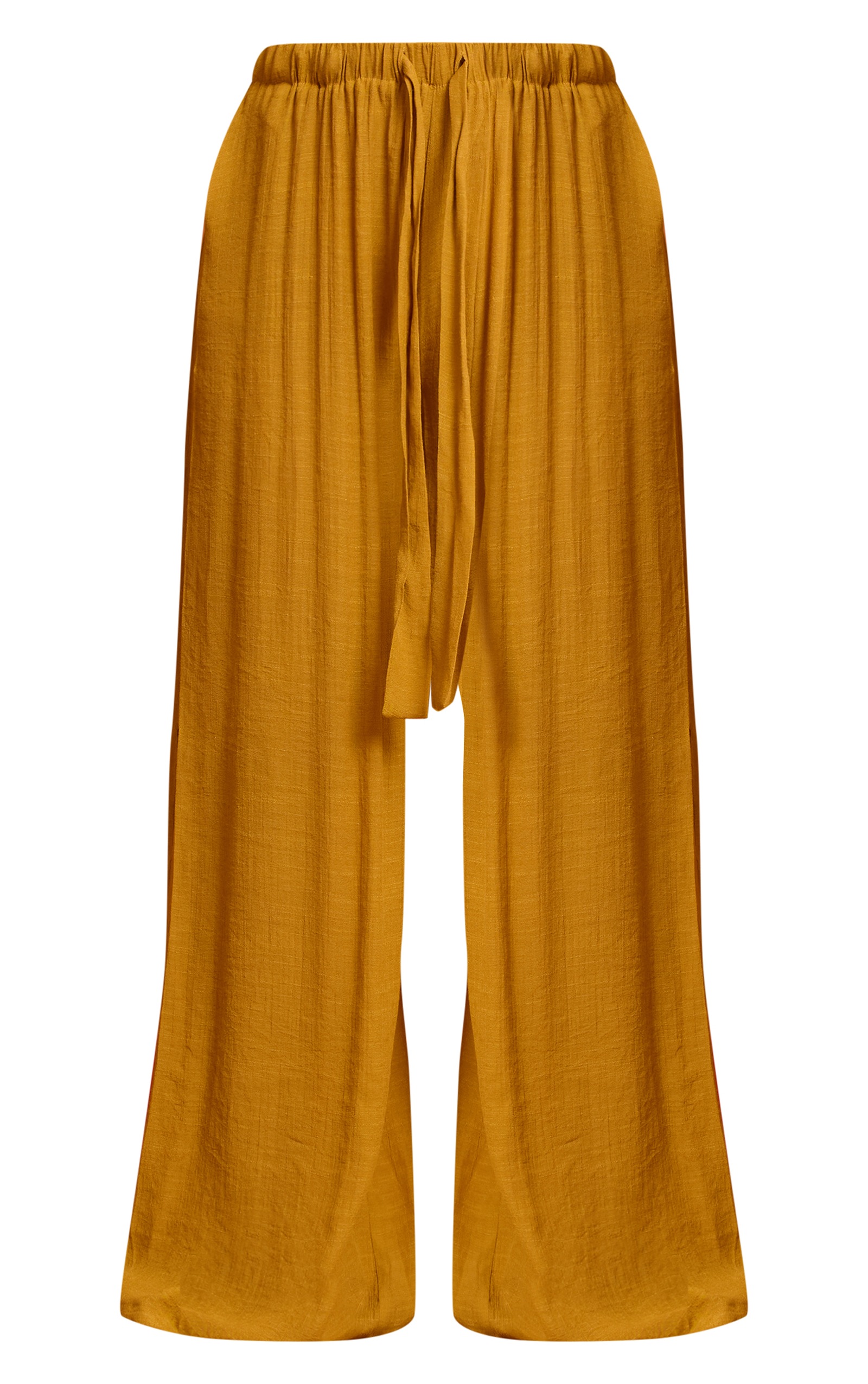 Mustard Linen Look Palazzo Beach Trousers | Swimwear | PLT