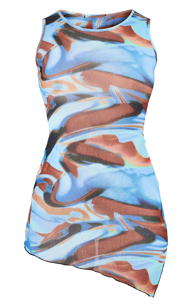 Blue Animal Asymmetric Hem Bodycon Dress | Dresses | PLT