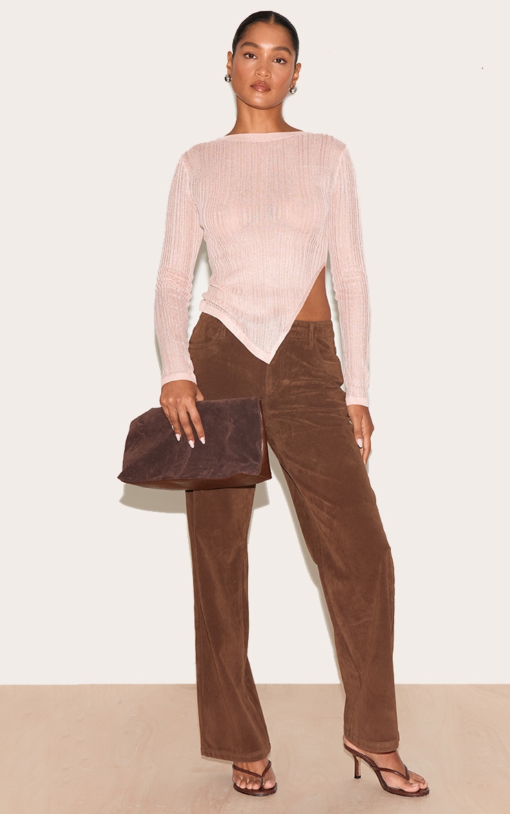 Pink Sheer Knit Asymmetric Top | Knitwear | PLT