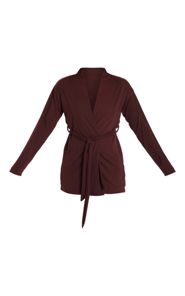 Chocolate Brushed Jersey Short Robe | PrettyLittleThing USA