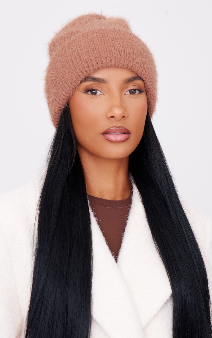 Chocolate Eyelash Knit Rib Beanie | Accessories | PLT IRE