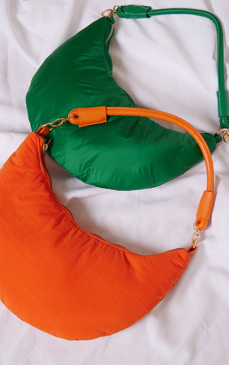 Orange Nylon Moon Shape Shoulder Bag | PrettyLittleThing AUS