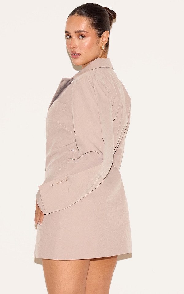 Shape Beige Woven Cinched Adjustable Waist Blazer | Shape | PLT