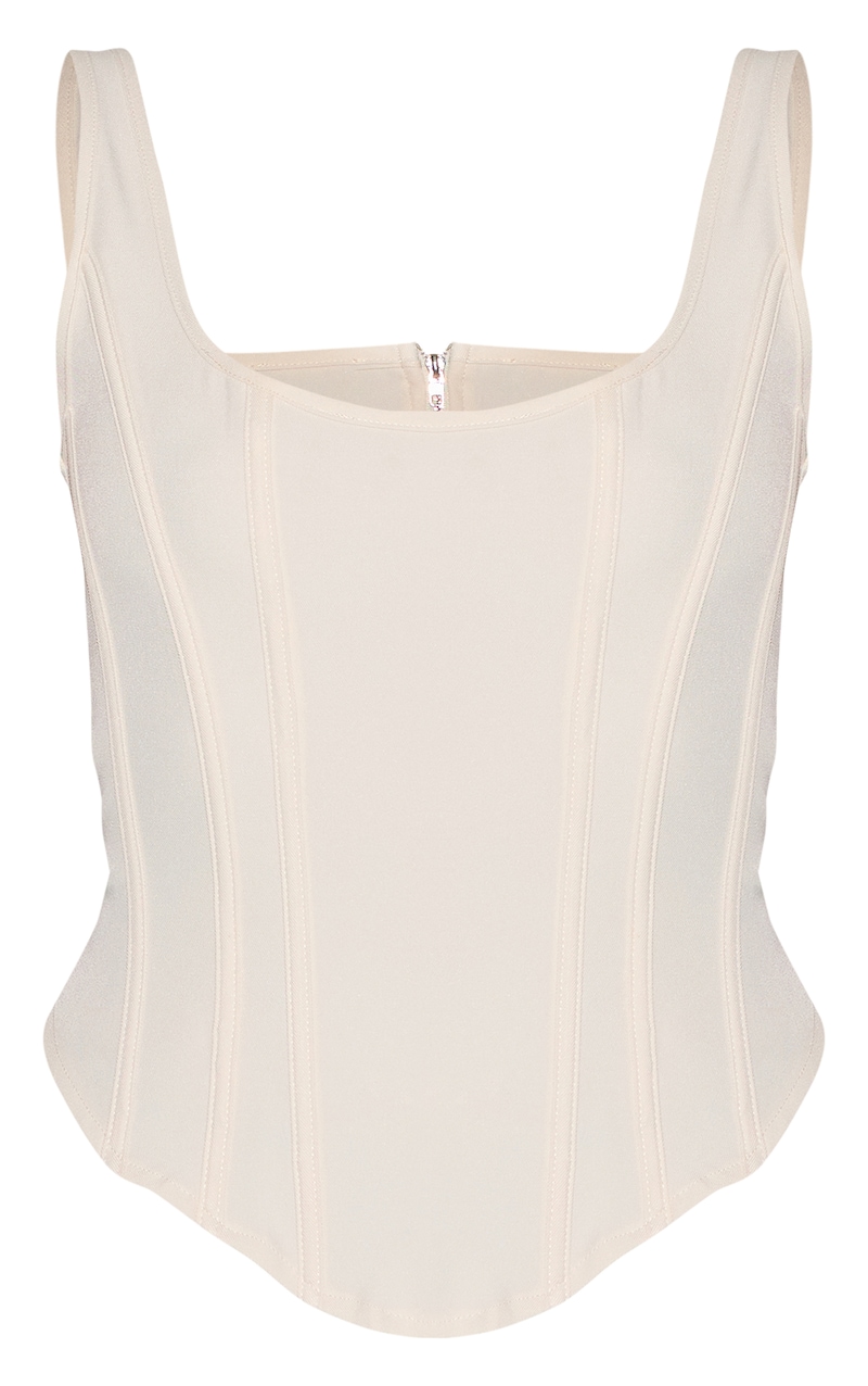 Cream Boned Dip Hem Longline Corset | Tops | PLT