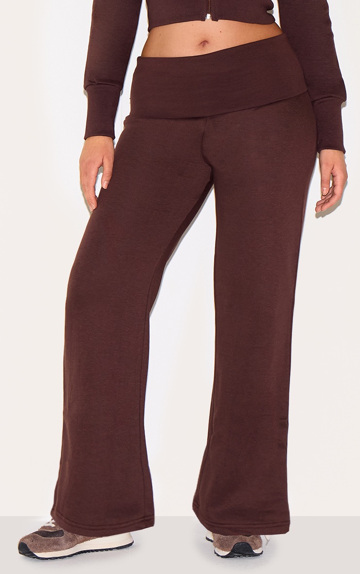 Shape Chocolate Foldover Waist Flare Joggers | Shape | PrettyLittleThing