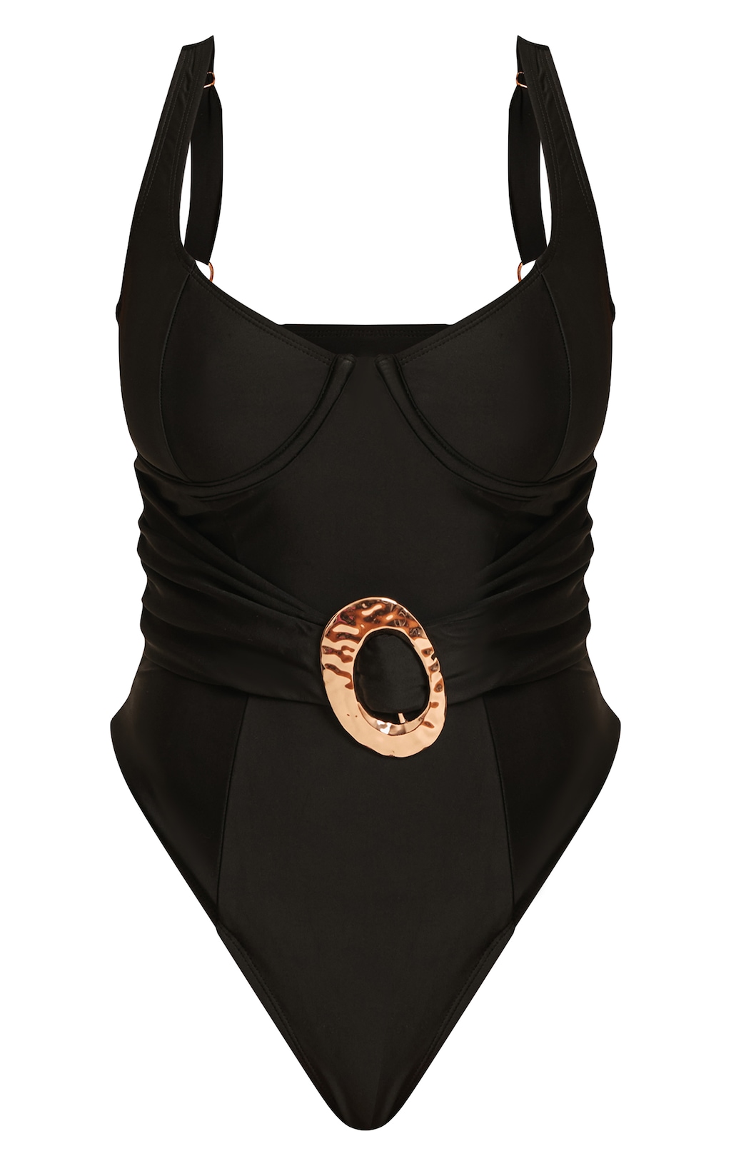 Shape Black Underwired Cup Hammered Gold Trim Belted Swimsuit | Shape ...