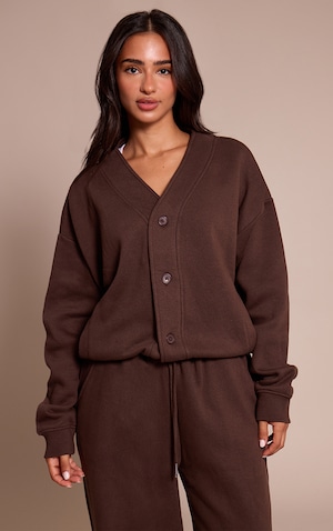 Petite Chocolate Button Up Side Pocket Sweatshirt | Petite | PLT