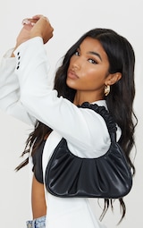 Black Ruched Handle Shoulder Bag | PrettyLittleThing