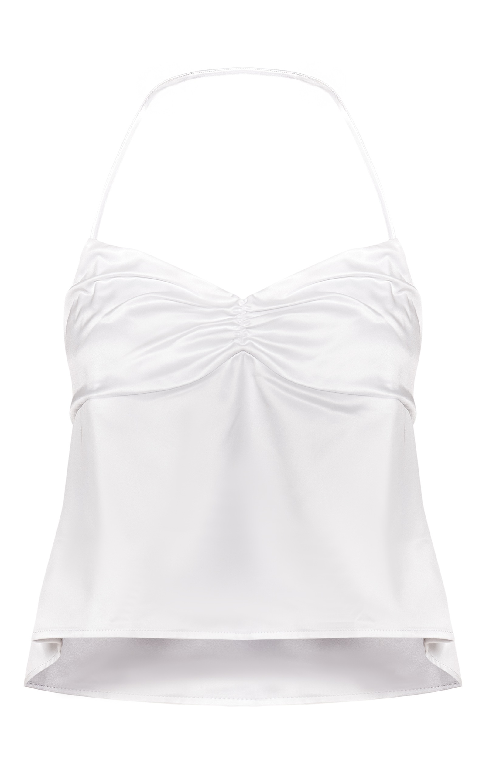 Cream Satin Ruched Backless Tie Cami Top | Co-ords | PrettyLittleThing USA