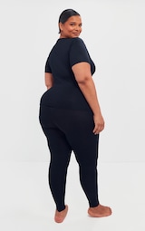 PRETTYLITTLETHING Plus Black Legging PJ Set | Plus Size | PLT USA