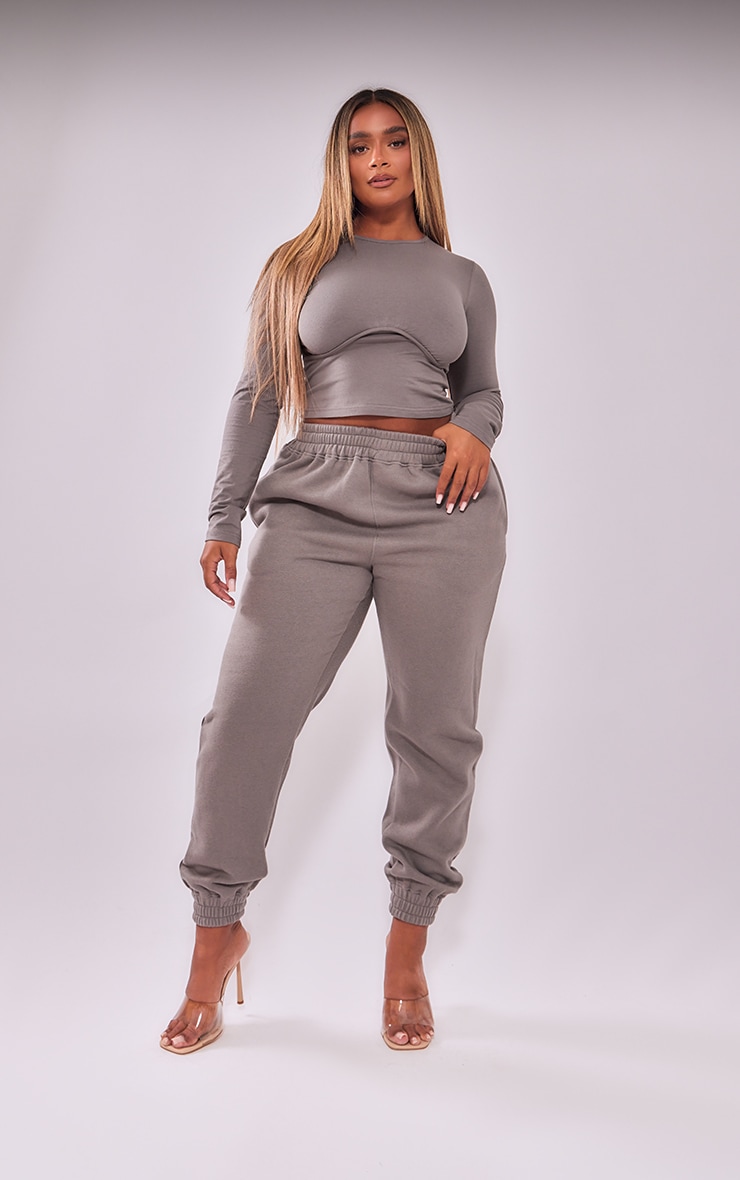 Shape Charcoal Underbust Long Sleeve Top | Shape | PrettyLittleThing USA