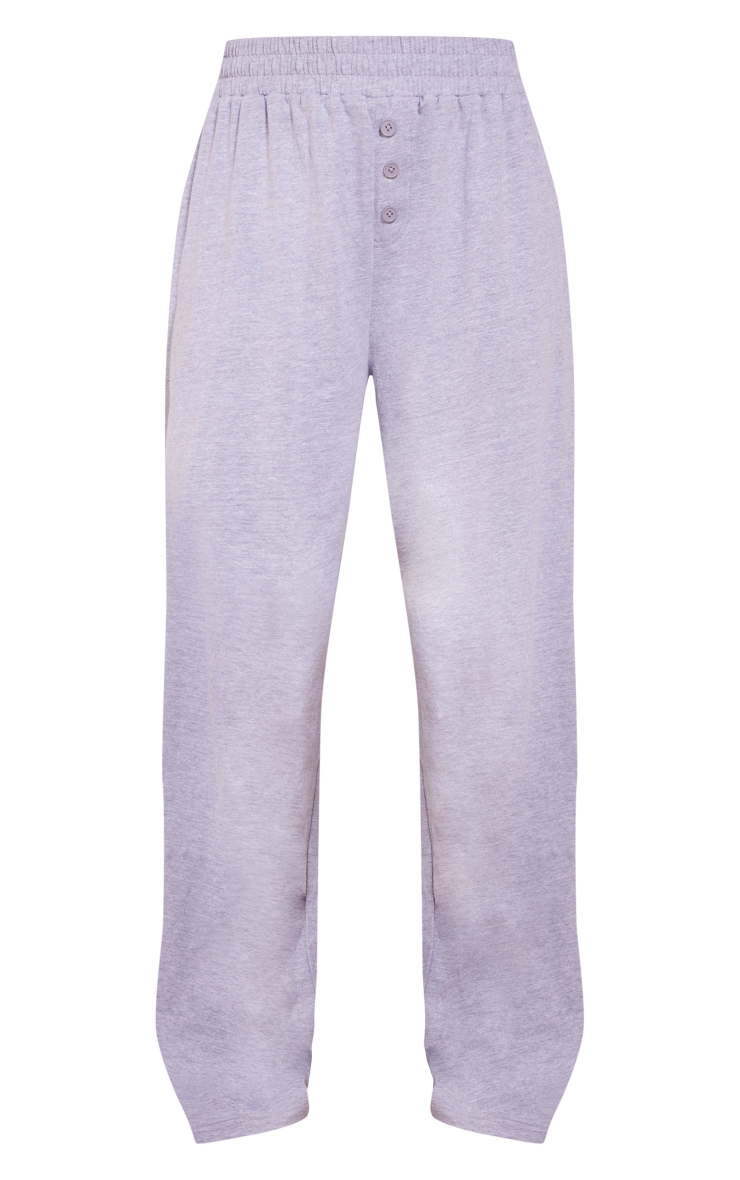 Grey Marl Jersey Button Pj Wide Leg Pants | PrettyLittleThing USA
