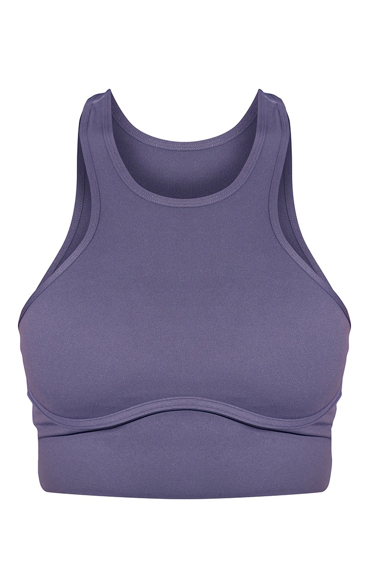 Dark Grey Sculpt Longline Under Bust Double Strap Bra | Athleisure | PLT