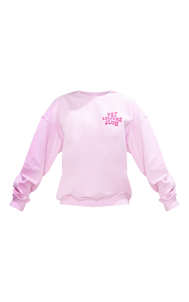 Plt Pink Leisure Club Front And Back Sweatshirt | PrettyLittleThing UAE