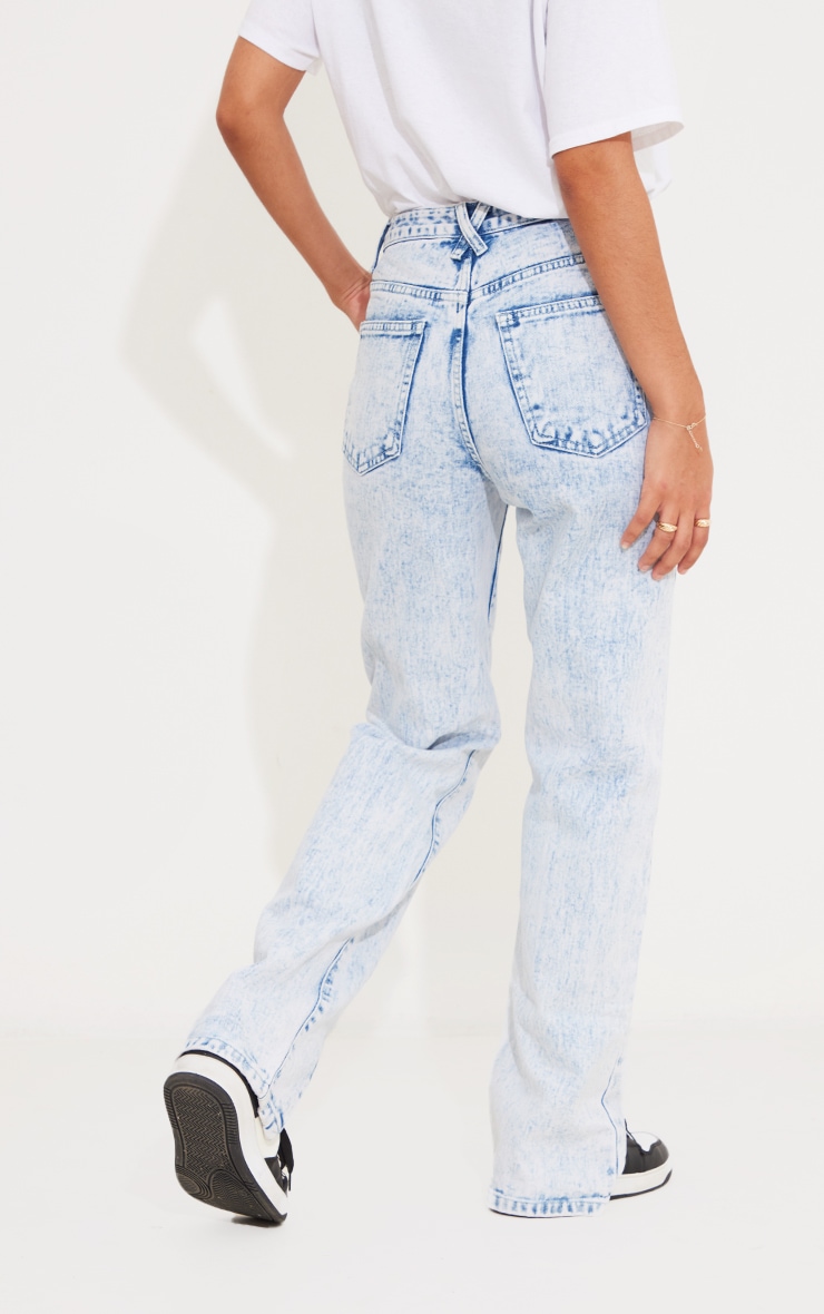 Petite Acid Blue Wash Jeans Asymmetric Strap | Petite | PLT