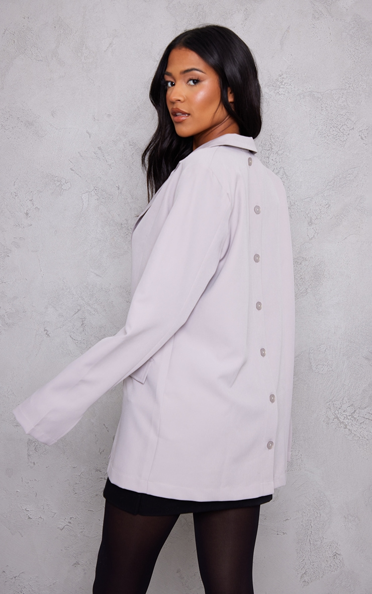 Tall Blazer Oversize Gris À Détail Boutons | Tall | PrettyLittleThing FR