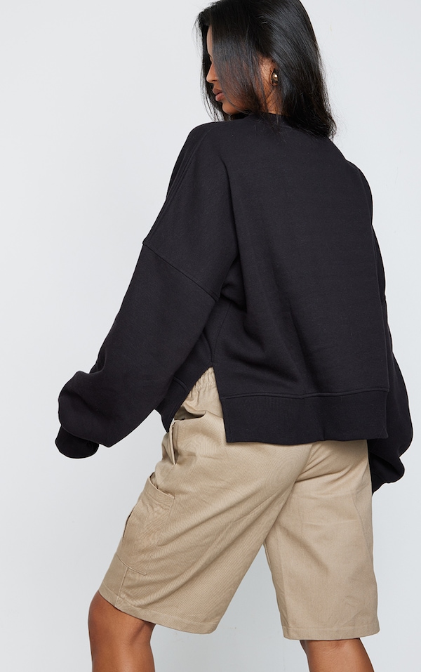 Black Split Side Oversized Sweatshirt | Athleisure | PLT