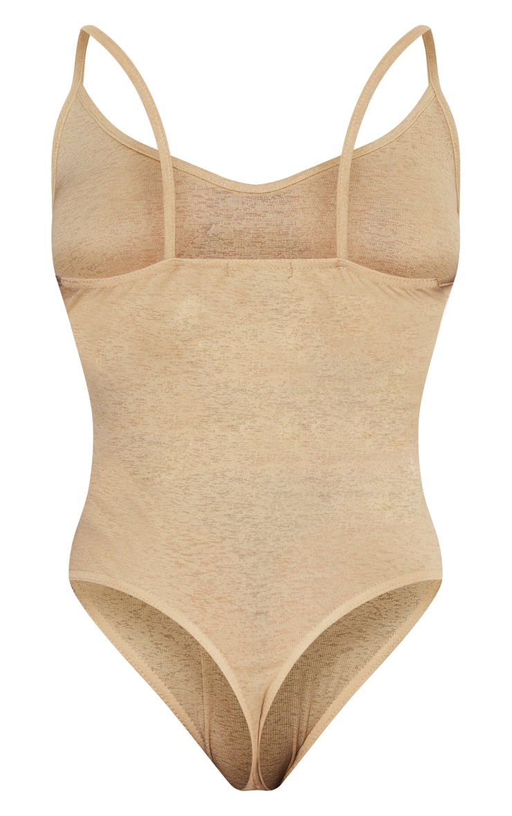 Camel Burnout Mesh Cup Detail Bodysuit | Tops | PrettyLittleThing USA