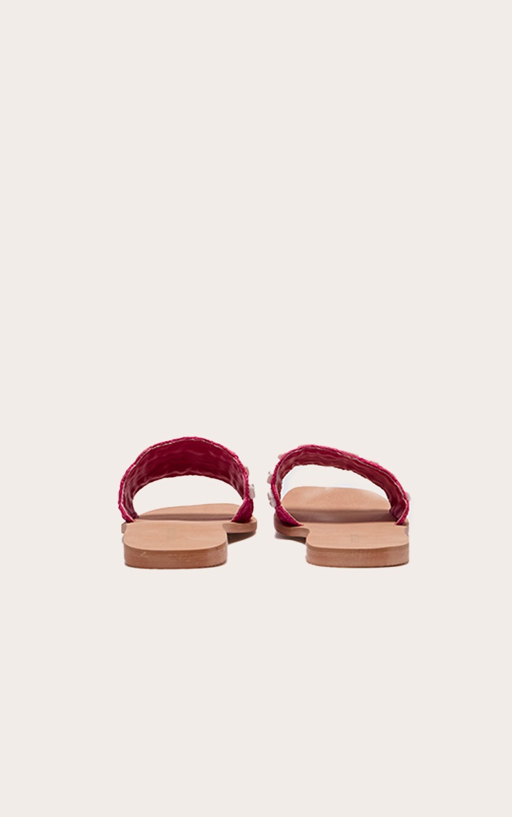 Pink Round Toe Stitch Shell Strap Mule Sandals | Footwear | PLT