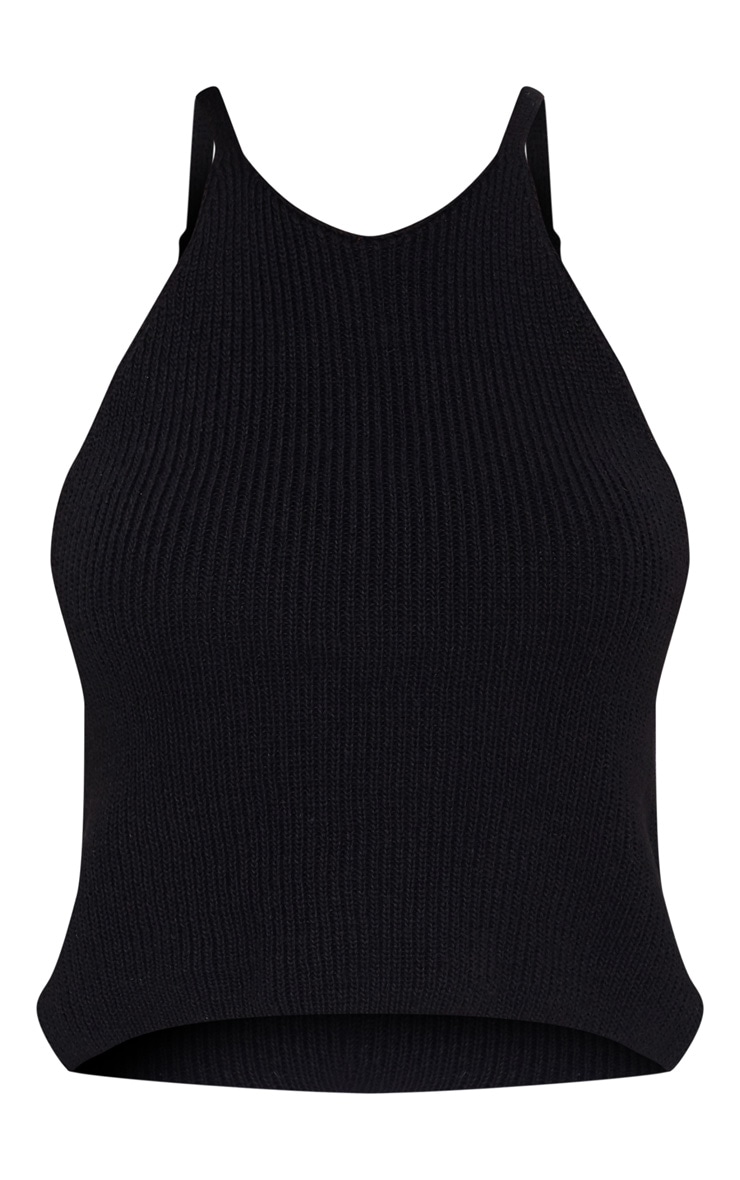 Black Racer Neck Knitted Vest Top | Knitwear | PrettyLittleThing