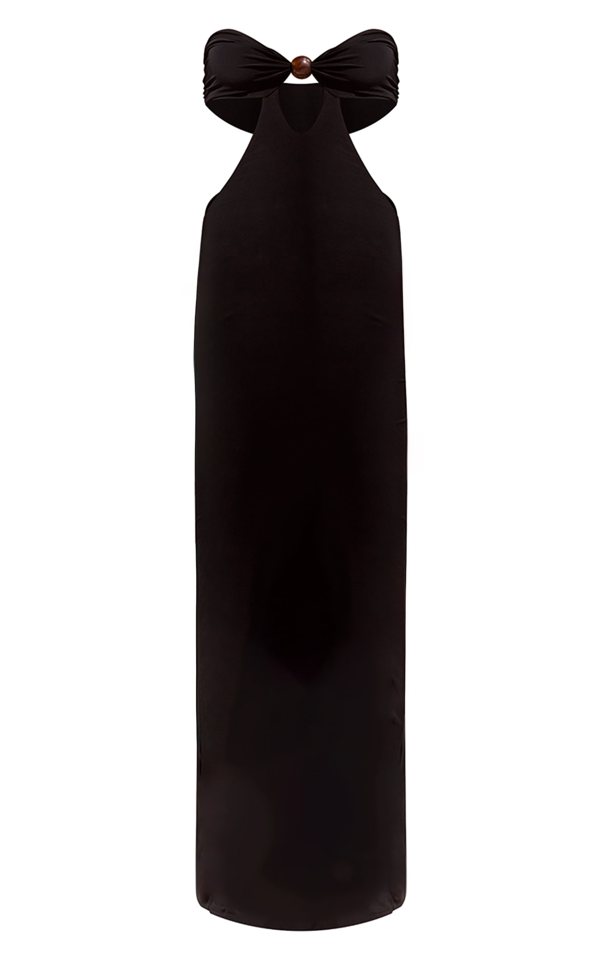 Black Slinky Bead Cut Out Bandeau Maxi Dress | Dresses | PLT