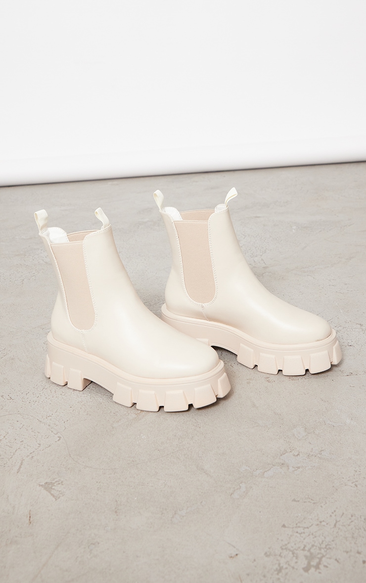 Cream Chunky Extreme Cleated Chelsea Ankle Boots | Footwear | PLT AUS