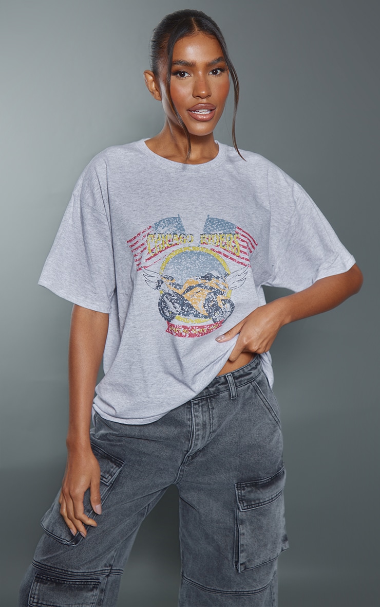 Grey Marl Eagle Usa Printed T Shirt | Tops | PLT