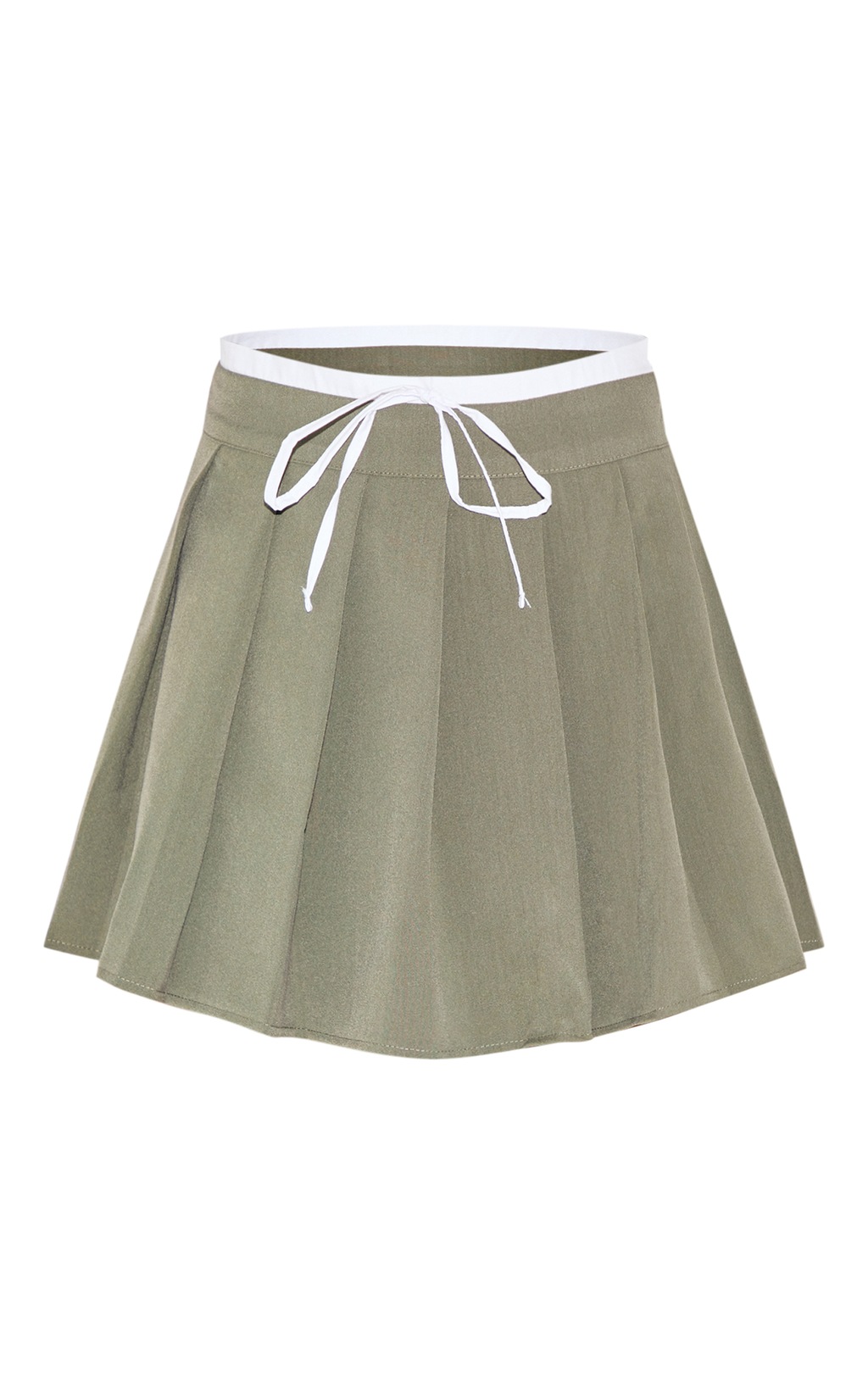 Khaki Drawstring Double Waistband Tailored Skirt | Bottoms | PLT