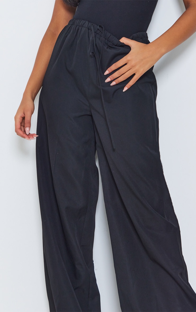 Tall Black Drawstring Waist Wide Leg Trousers | PrettyLittleThing