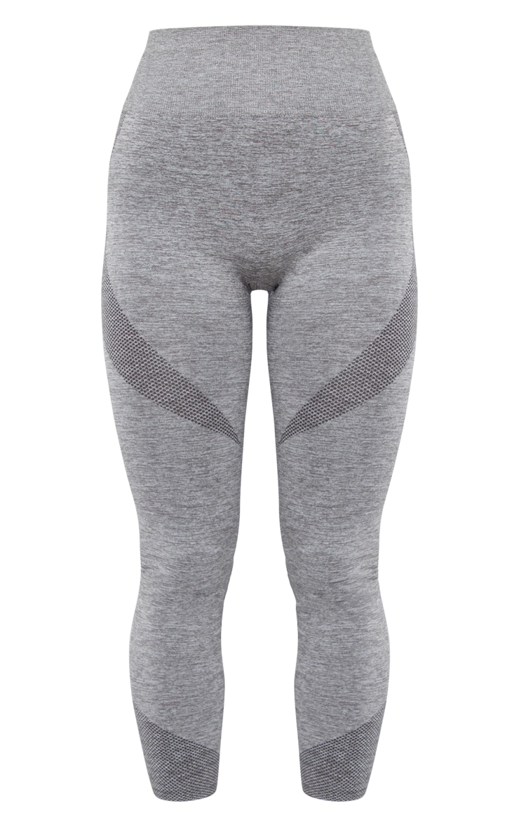 Prettylittlething Legging De Sport Gris Chiné Sans Coutures Prettylittlething Fr
