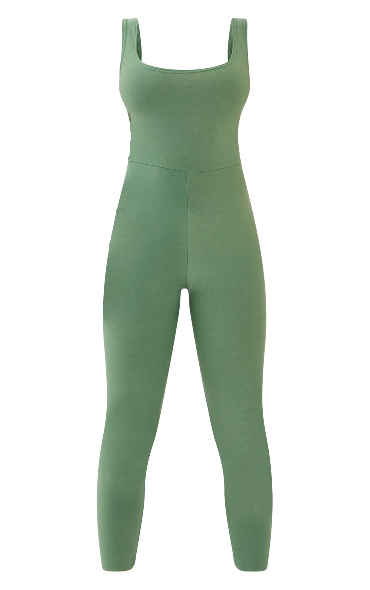 Combinaison moulante verte sans manches à col rond | PrettyLittleThing FR