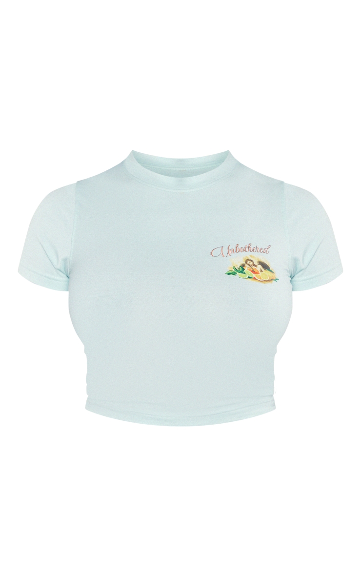 Shape Baby Blue Printed Cropped T Shirt | PrettyLittleThing AUS