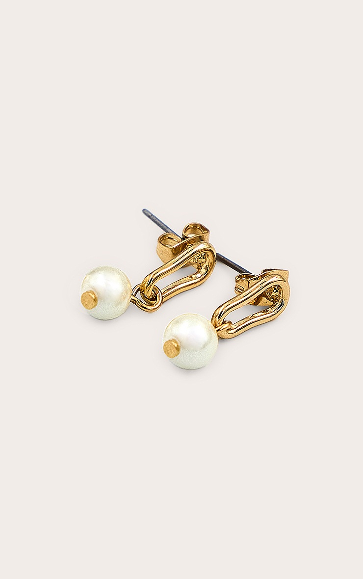 Gold Oval Studs With Pearl Detail | Accessories | PLT