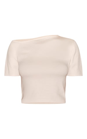 White Basic Knit Asymmetric Neckline Top | Knitwear | PLT