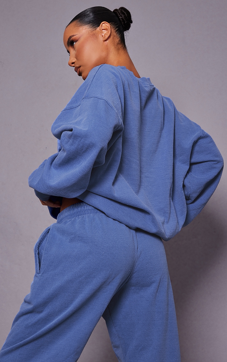 Blue Washed Oversized Sweat Shirt | Co-Ords | PrettyLittleThing CA