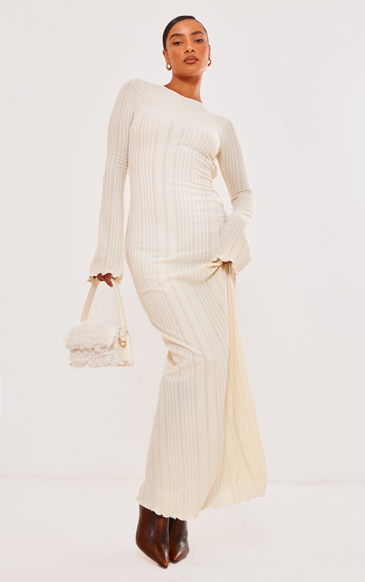 Cream Rib Low Back Maxi Dress | Dresses | PrettyLittleThing USA